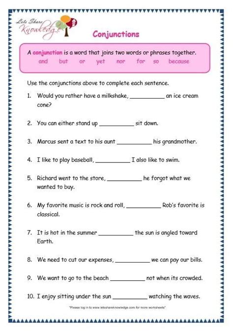 Pin By Alla Gavrilova On Grammar Conjunctions Worksheet Worksheets For Grade 3 Grammar