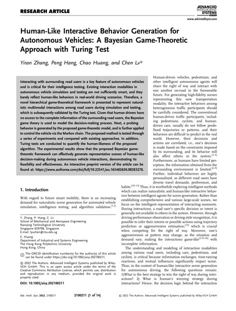 pdf human‐like interactive behavior generation for autonomous
