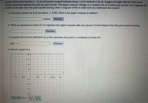 Solved A Point Starts At The Location And Moves Chegg Com