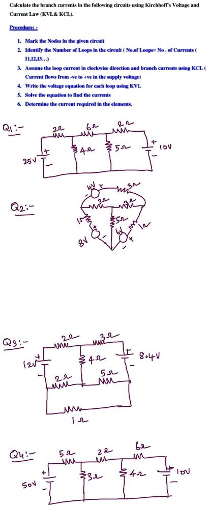 Calculate The Branch Currents In The Following Circuits Using