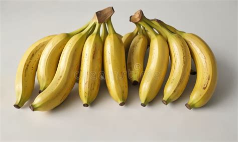 Bunch Ripe Yellow Bananas With Brown Spots Lies On White Surface