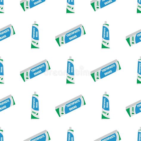 Seamless Pattern With Toothpaste Cartoon Template Isolated On White
