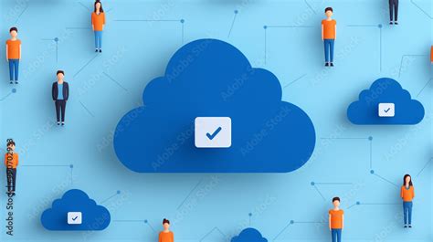 digital illustration of cloud storage connecting multiple users across