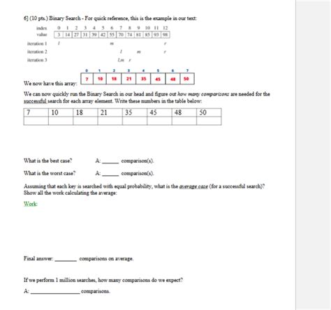 Solved 6 10 Pts Binary Search For Quick Reference Chegg Com
