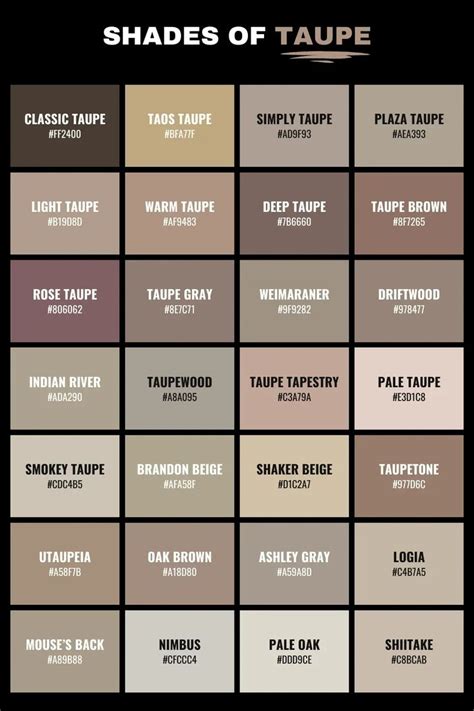 What Color Is Taupe 25 Taupe Colors With Hex Rgb And Cmyk In 2024 Taupe Color Palettes What
