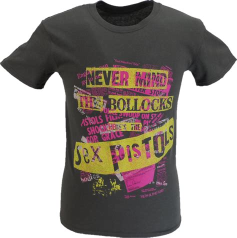 Mens Grey Official Sex Pistols Nmtb Text Overlay T Shirt Mazeys Uk