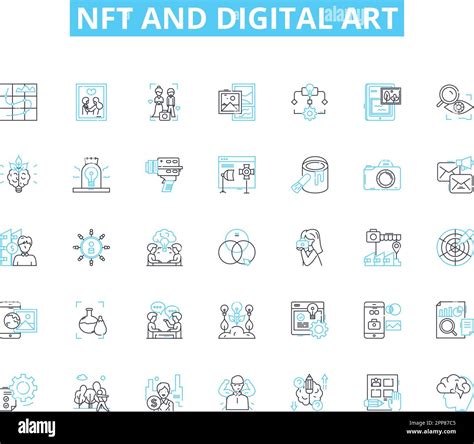 Nft And Digital Art Linear Icons Set Cryptocurrency Blockchain Tokenization Digital Arrk