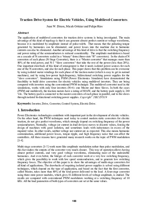 Pdf Traction Drive System For Electric Vehicles Using Multilevel Converters