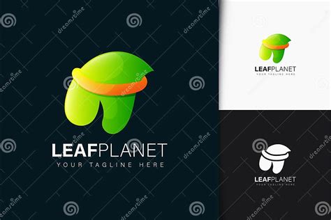 Leaf Planet Logo Design With Gradient Stock Vector Illustration Of