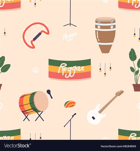 Vibrant Seamless Pattern Featuring Reggae Music Vector Image