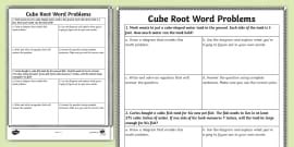 Eighth Grade Square Root Word Problems Practice Activity