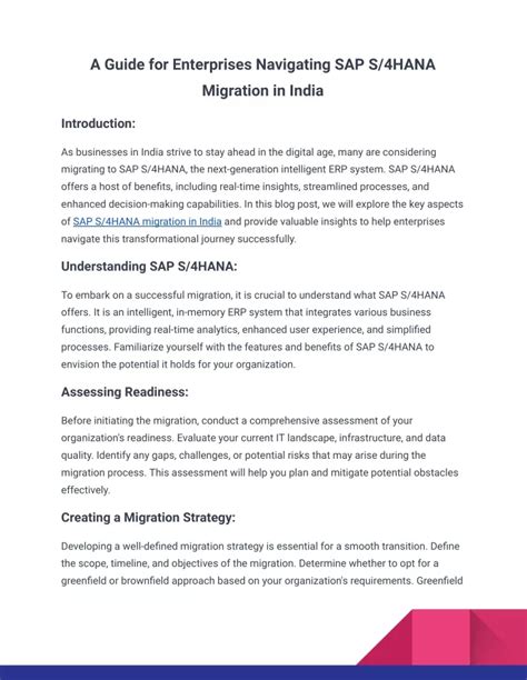 ppt a guide for enterprises navigating sap s 4hana migration in india
