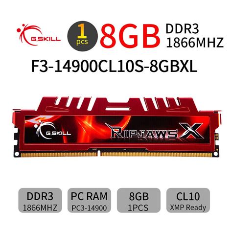 G Skill Ripjaws X 8gb Ddr3 1866mhz Pc3 14900u 240pin Cl10 Dimm Desktop