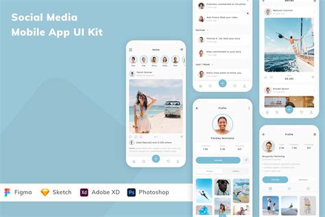 Social Media Mobile App Ui Kit Ui Kits And Libraries ~ Creative Market