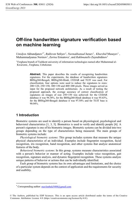 Pdf Off Line Handwritten Signature Verification Based On Machine Learning