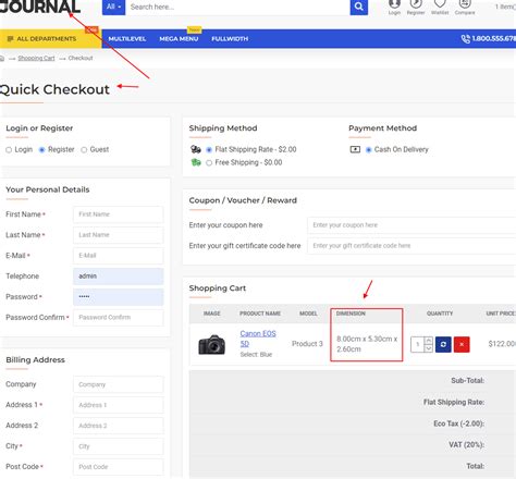 Opencart Product Dimension Column Everywhere
