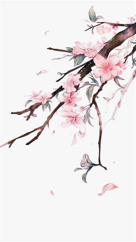 装饰图案 水墨桃花 好图网