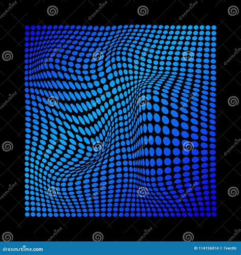 Abstract Wavy Twisted Distorted Dots Gradient Blue Colored Texture Stock Vector Illustration