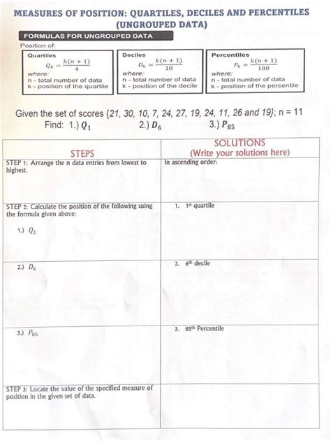 Solved Measures Of Position Quartiles Deciles And