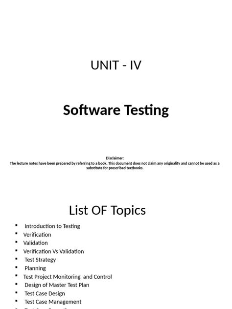 Unit Iv Software Testing Pdf Software Testing Verification And