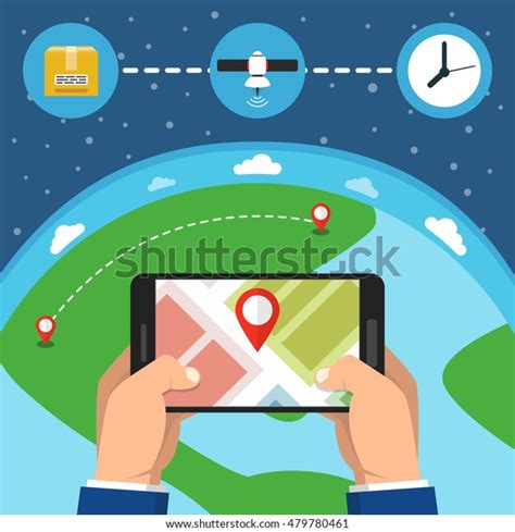 Mobile Gps Navigation Map Pointer On Image Vectorielle De Stock