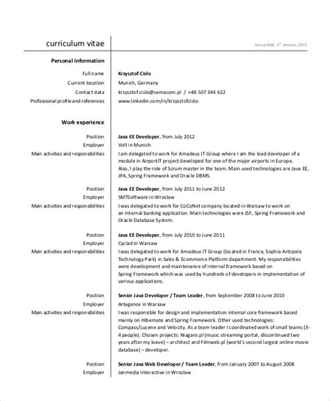 FREE 10 Sample Java Developer Resume Templates In MS Word PDF Pages