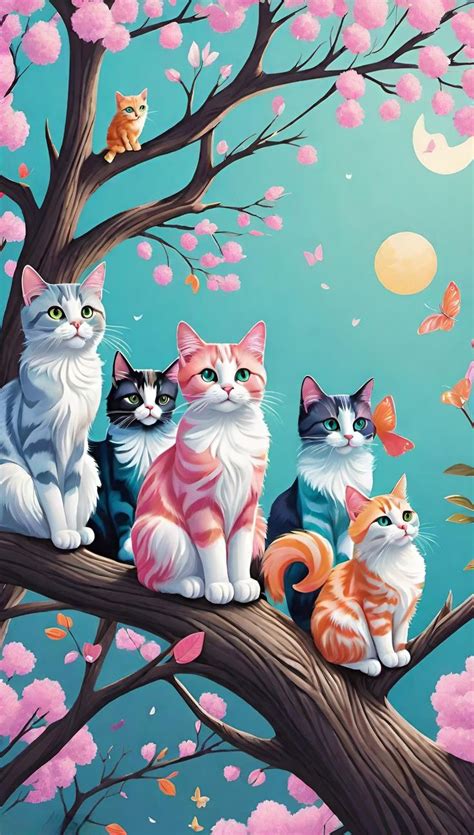 Whimsical Cats 🐈 Digital Art Design Wallpaper 2 In 2025 Digital Art