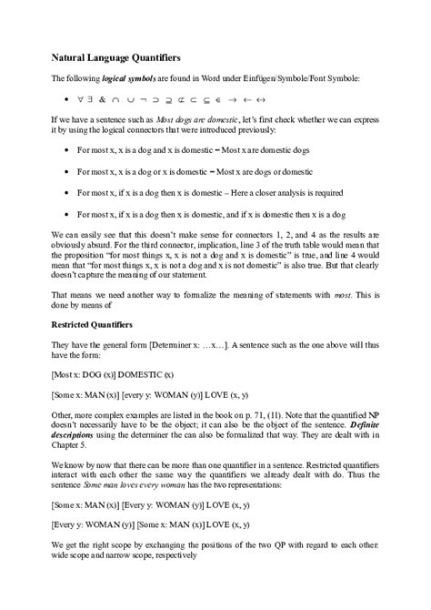 Doc On Kearns 2000 Semantics Notes Chapter 4 Natural Language Quantifiers