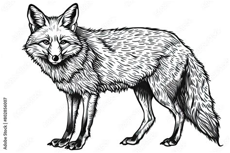 Fox Illustration Clear Thick Black Outlines Line Art No Missing Arms No