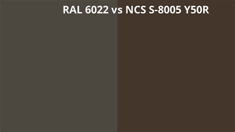 Ral 6022 Vs Ncs S 8005 Y50r Ral Colour Chart Uk