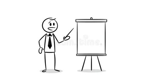 Stickman Giving Presentation On Easel Cartoon Illustration With Black