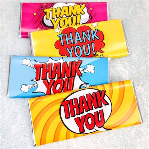 Thank You Yellow Cloud Comic Candy Bar Wrapper Candy Wrapper Store