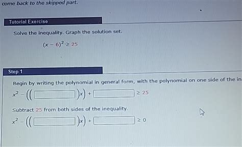 solved come back to the skipped part tutorial exercisesolve