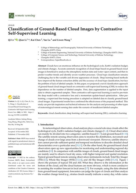 Pdf Classification Of Ground Based Cloud Images By Contrastive Self Supervised Learning