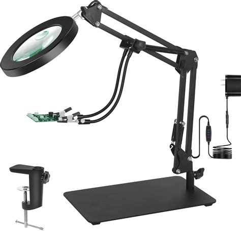 10x Square Magnifying Glass With Light And Stand Real Glass Led Lighted Magnifier 5 Color