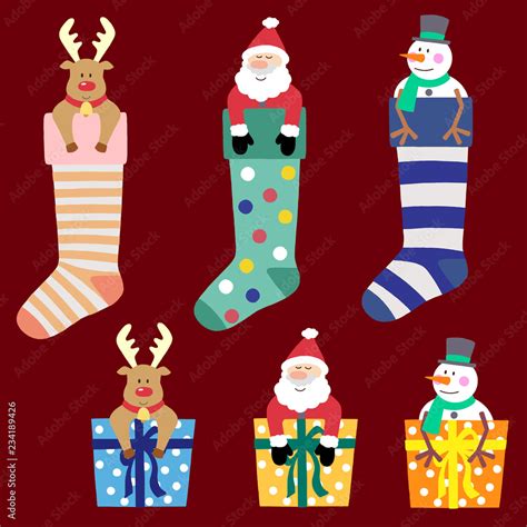 クリスマスの靴下とプレゼントイラスト Stock Vector Adobe Stock