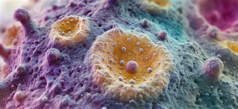 Microscopic View Of Colorful Cells Showcasing Intricate Textures And Structures Highlighting