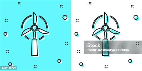 녹색과 흰색 배경에 격리 된 검은 줄 풍력 터빈 아이콘 풍력 발전기 기호 전력 생산을 위한 풍차 임의동적 모양 벡터 가능성에 대한 스톡 벡터 아트 및 기타 이미지 Istock