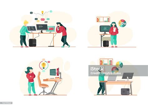 Ilustración De Ingeniería Y Codificación De Programadores Programador Trabajando En Desarrollo