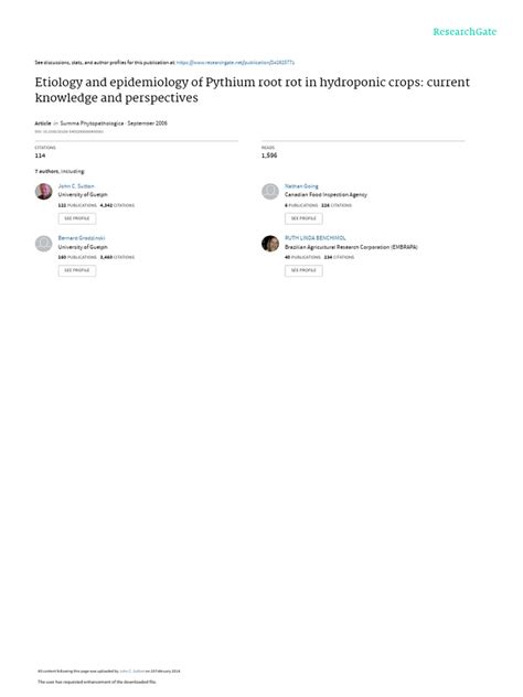 Pythium Em Cultivos Hidropônicos Pdf Epidemiologia Estatísticas Médicas