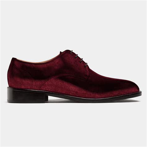 Derby Shoes In Burgundy Velvet