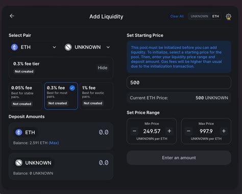 liquidity provider creating new uniswap v3 pool ideal min max price