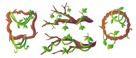 정글 리아나 프레임과 가지 세트 무료 벡터