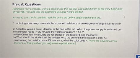 Solved Pre Lab Questionshandwrite Your Complete Worked