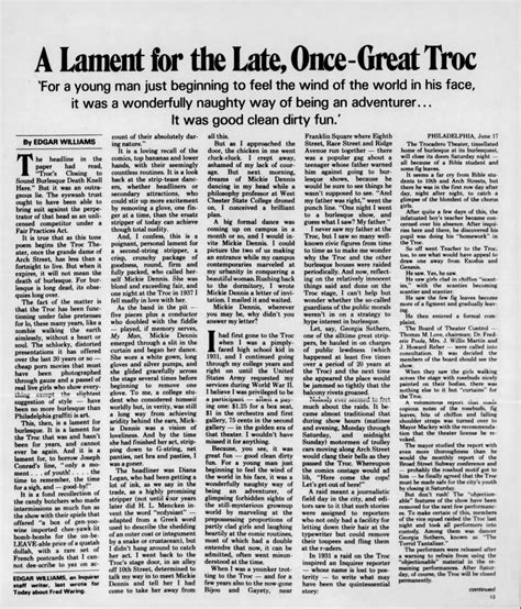 Troc Theatre Closes ™