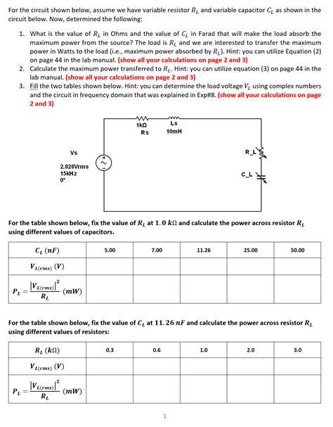 solved for the circuit shown below assume we have variable
