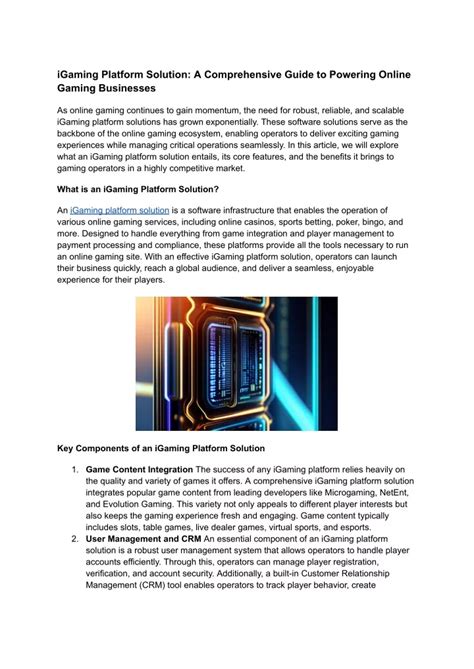 Ppt Igaming Platform Solution A Comprehensive Guide To Powering Online Gaming Busin