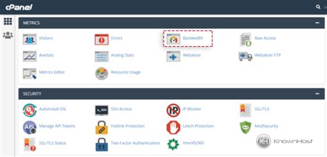 how to check bandwidth usage in cpanel knownhost