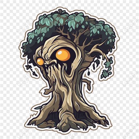 사악한 나무 클립 아트가 있는 스티커 벡터상표 Png 일러스트 무료 다운로드 Lovepik