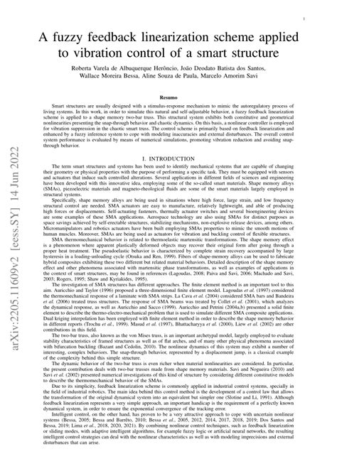 Pdf A Fuzzy Feedback Linearization Scheme Applied To Vibration Control Of A Smart Structure